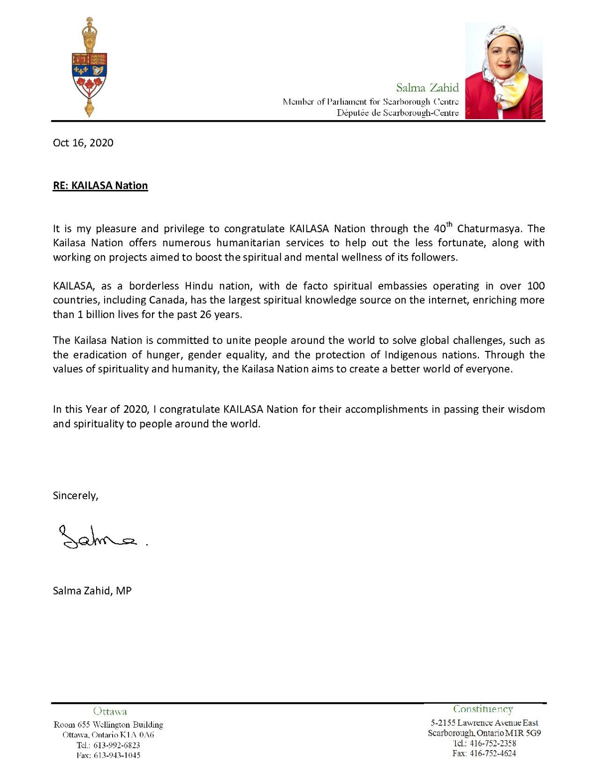 File:Canada MP Salma Letter.pdf - Nithyanandapedia