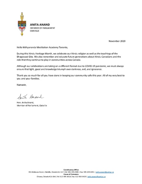 File:Commendation letter from member of parliament, Canada, Anita Anand ...