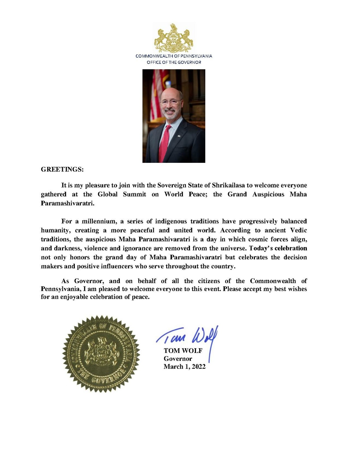 File:Greeting from Governor Tom Wolf.pdf - Nithyanandapedia
