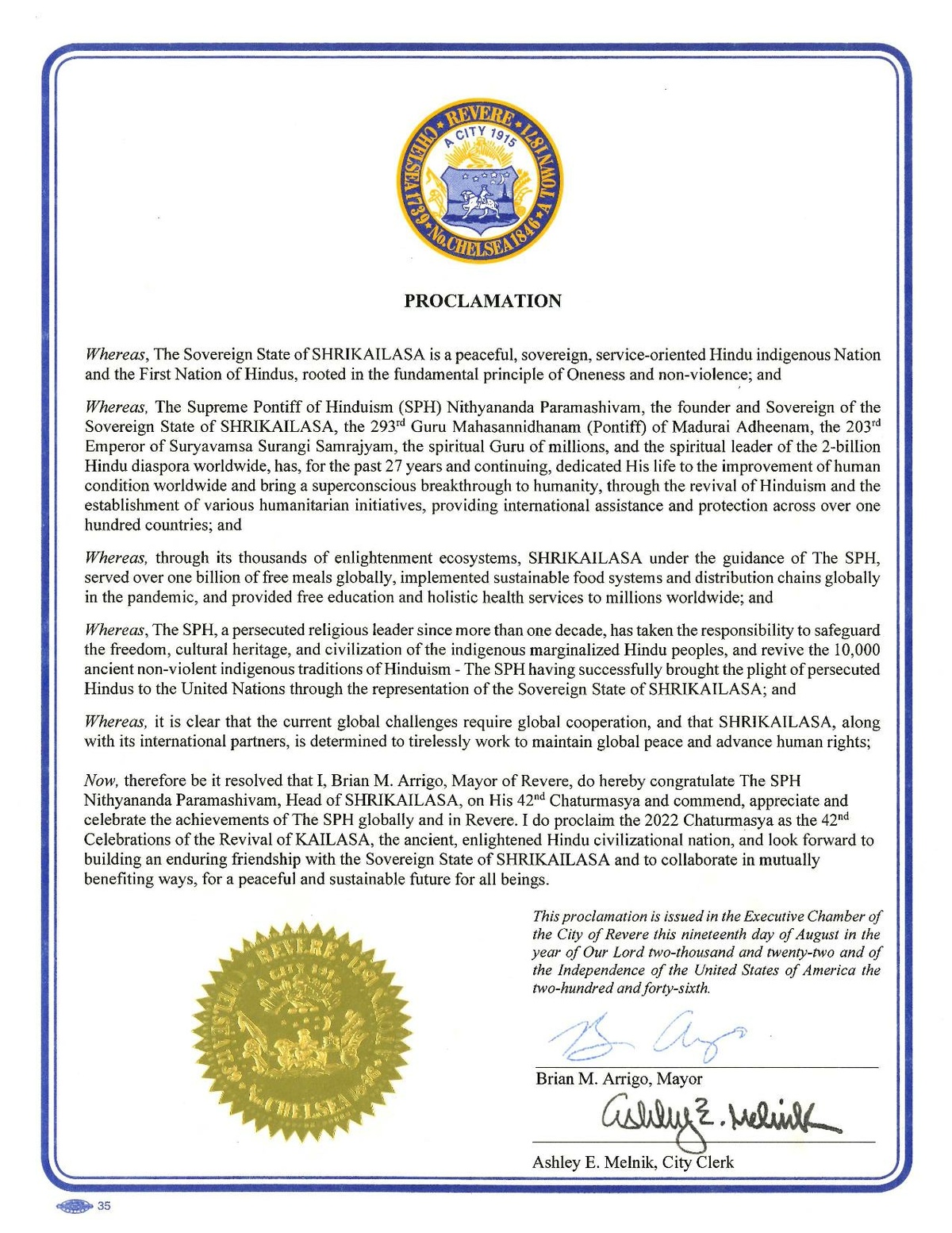 File:Proclamation from Hon. Brian M. Arrigo - Mayor of Revere ...