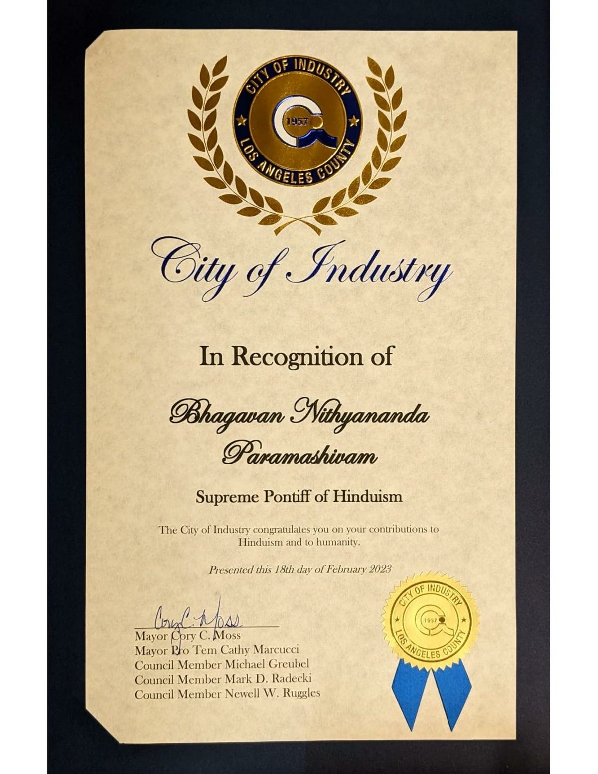 File:Proclamation from Hon. Cory C. Moss - Mayor of City of Industry ...