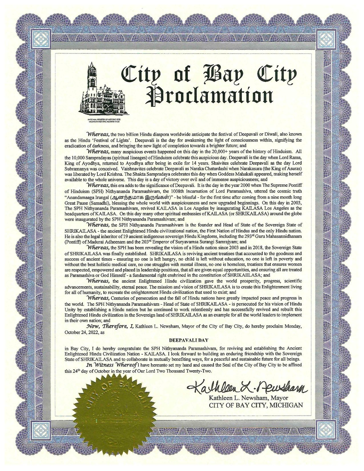 File:Proclamation from Hon. Kathleen Newsham - Mayor of the City of Bay ...