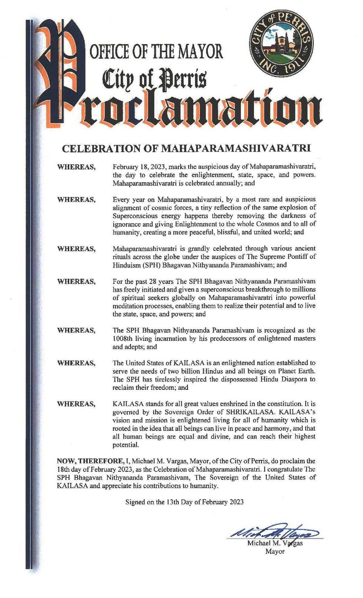 File:Proclamation from Hon. Michael Vargas - Mayor of City of Perris ...