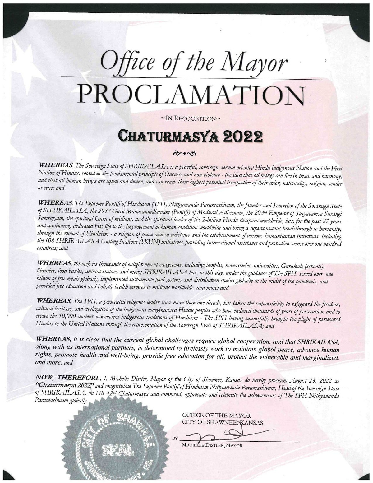 File:Proclamation from Hon. Michelle Distler - Mayor of City of Shawnee ...