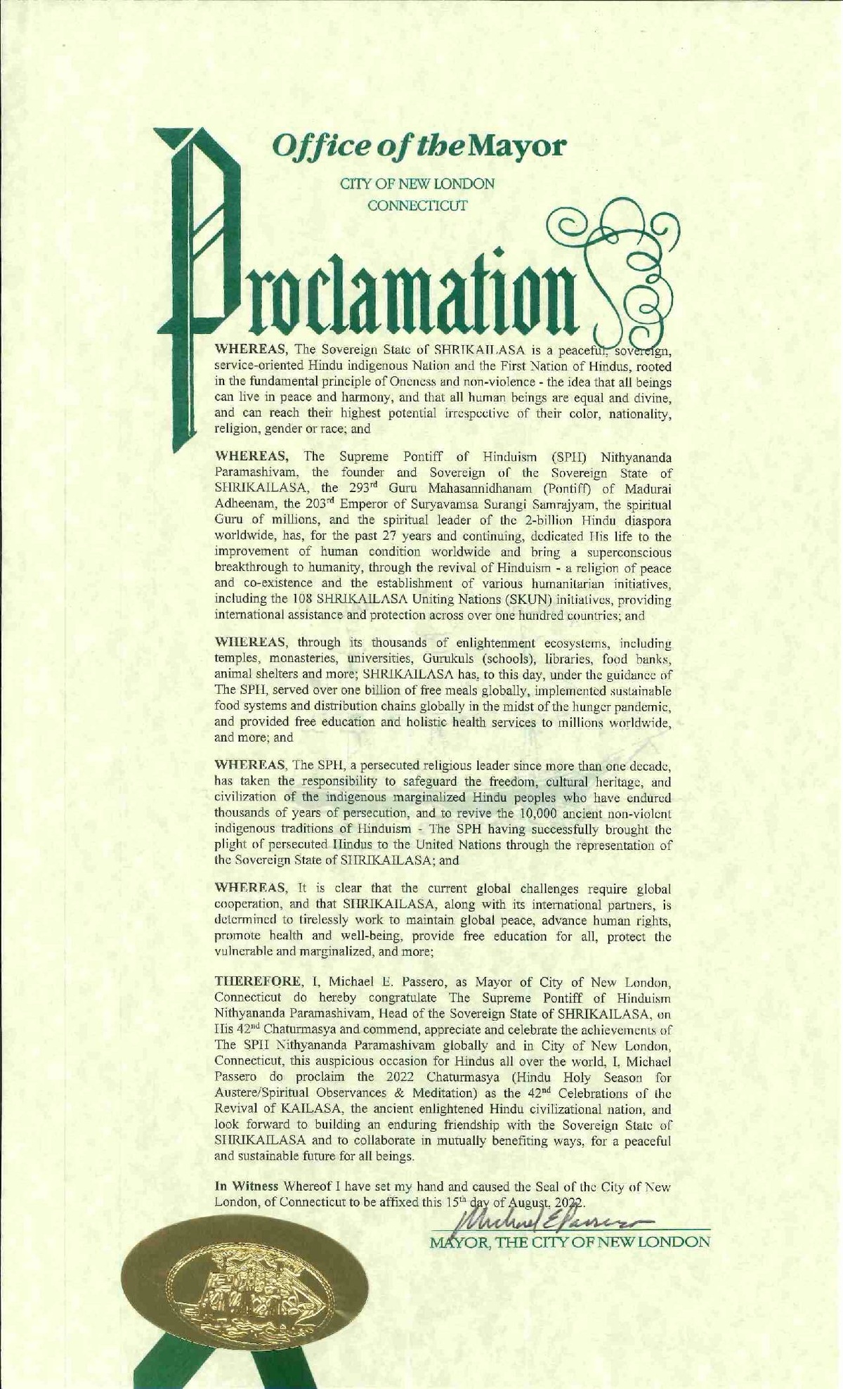File:Proclamation from the City of New London, Connecticut by the Hon ...